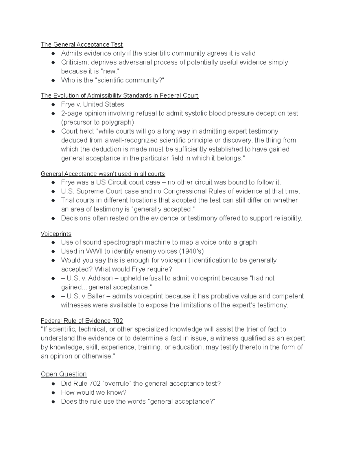 CRJU4400 The General Acceptance Test and the Daubert Case - The General ...