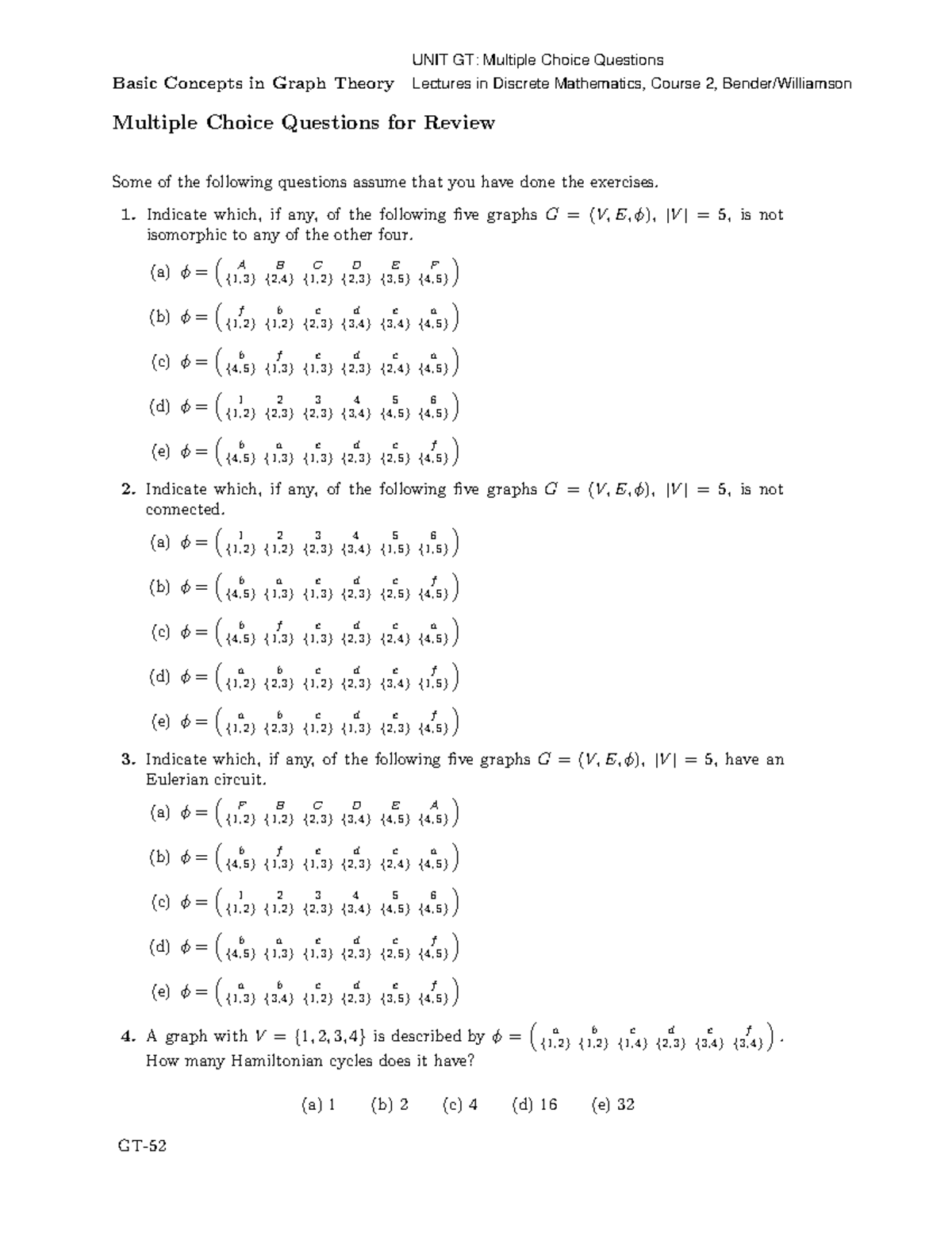 C2U4GTmc - Basic Concepts in Graph Theory Multiple Choice Questions for ...
