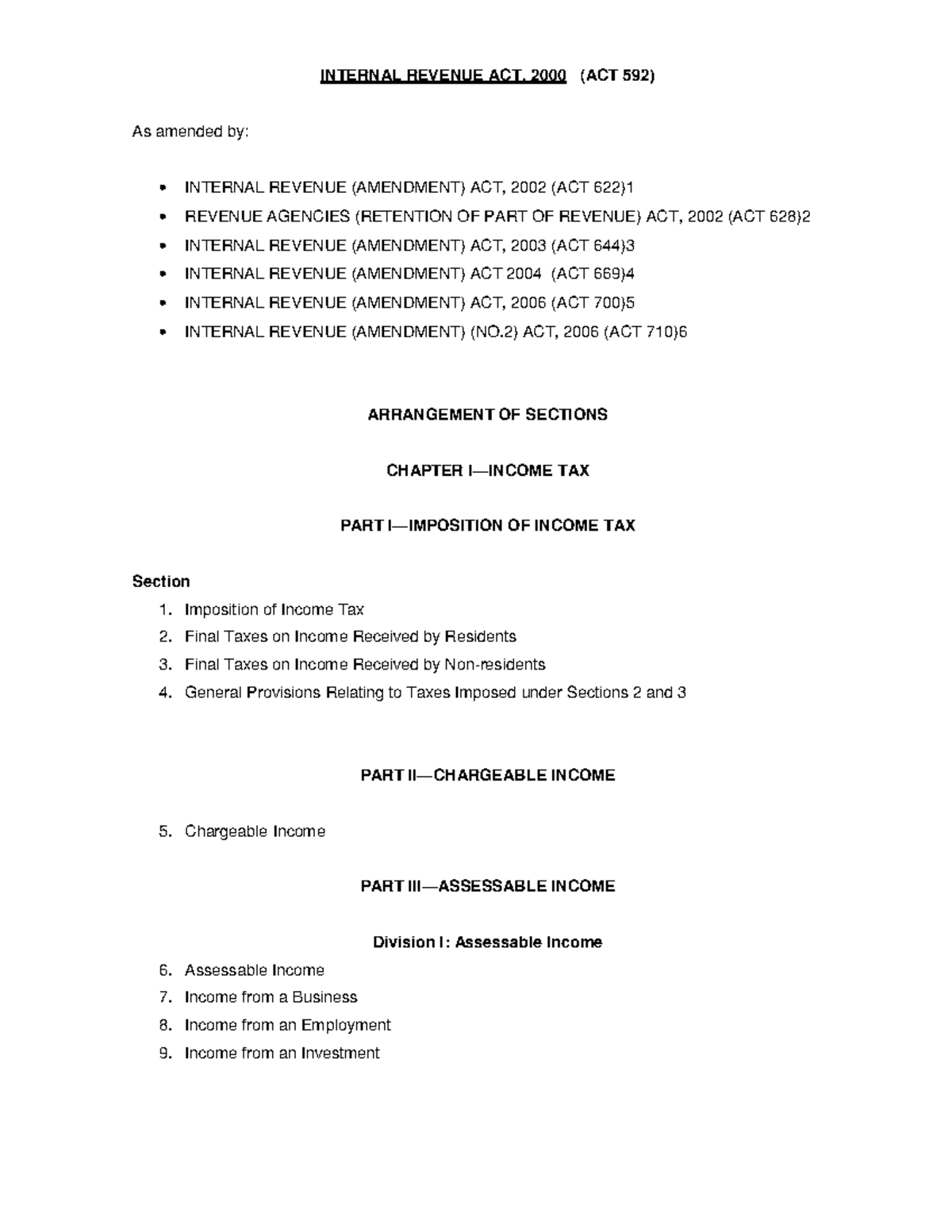 Irs act - Lecture notes 1-15 - INTERNAL REVENUE ACT, 2000 (ACT 592) As ...