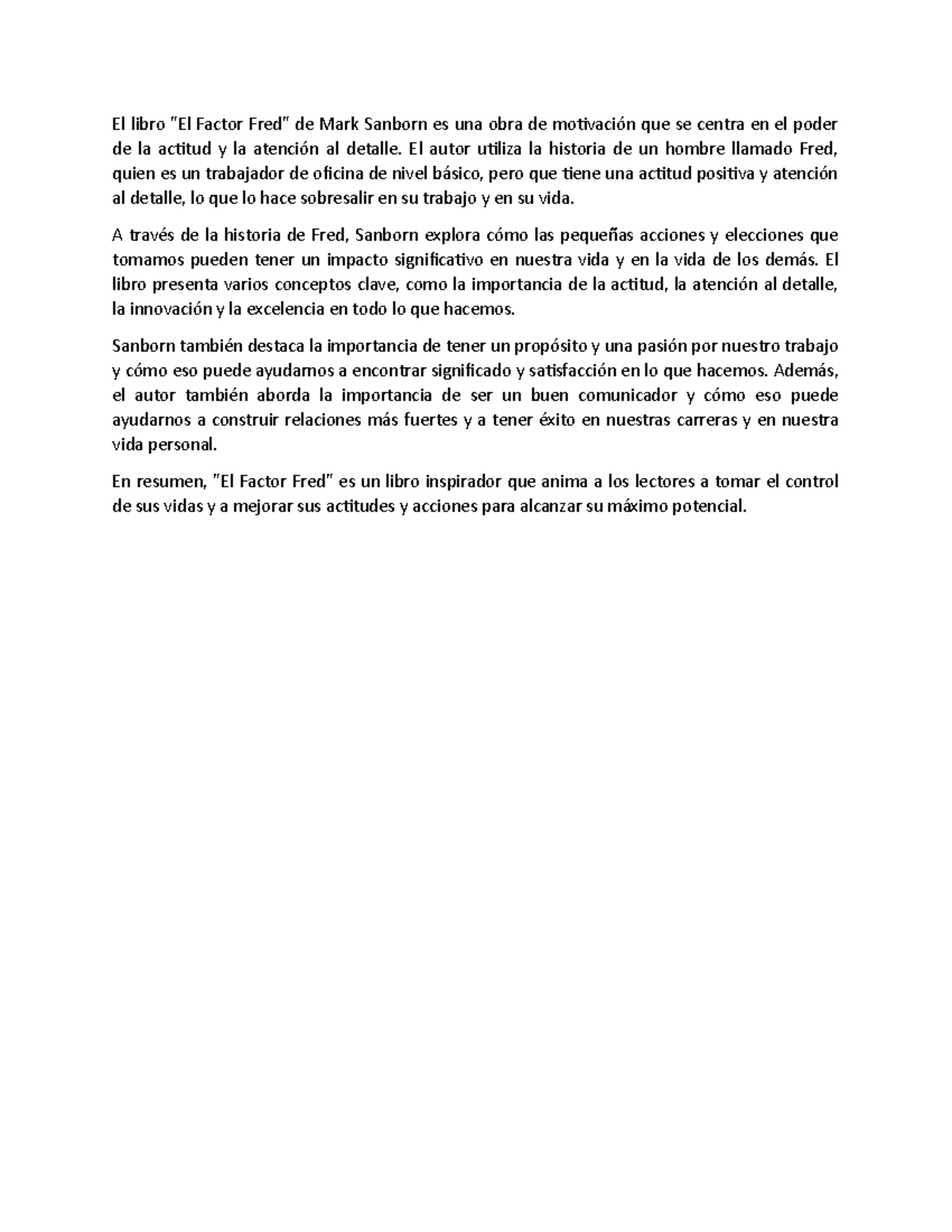 Resumen factor fred 2 - vhghjgkgkg - El libro "El Factor Fred" de Mark ...