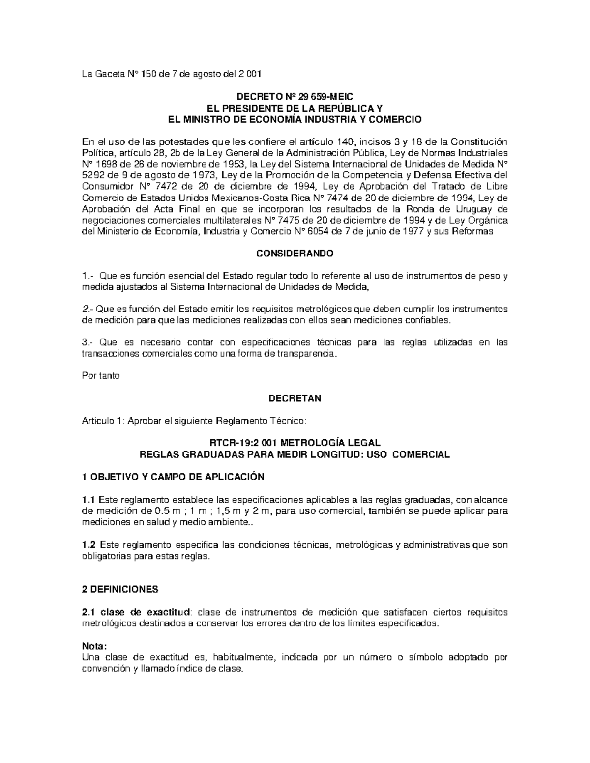 Error maximo permitido escalas - La Gaceta N° 150 de 7 de agosto del 2 ...