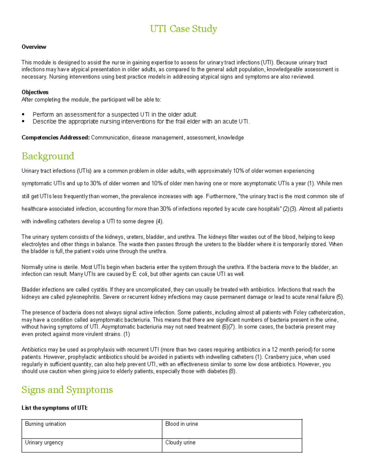 Day 5 UTI Case Study - UTI Case Study Overview This module is designed ...