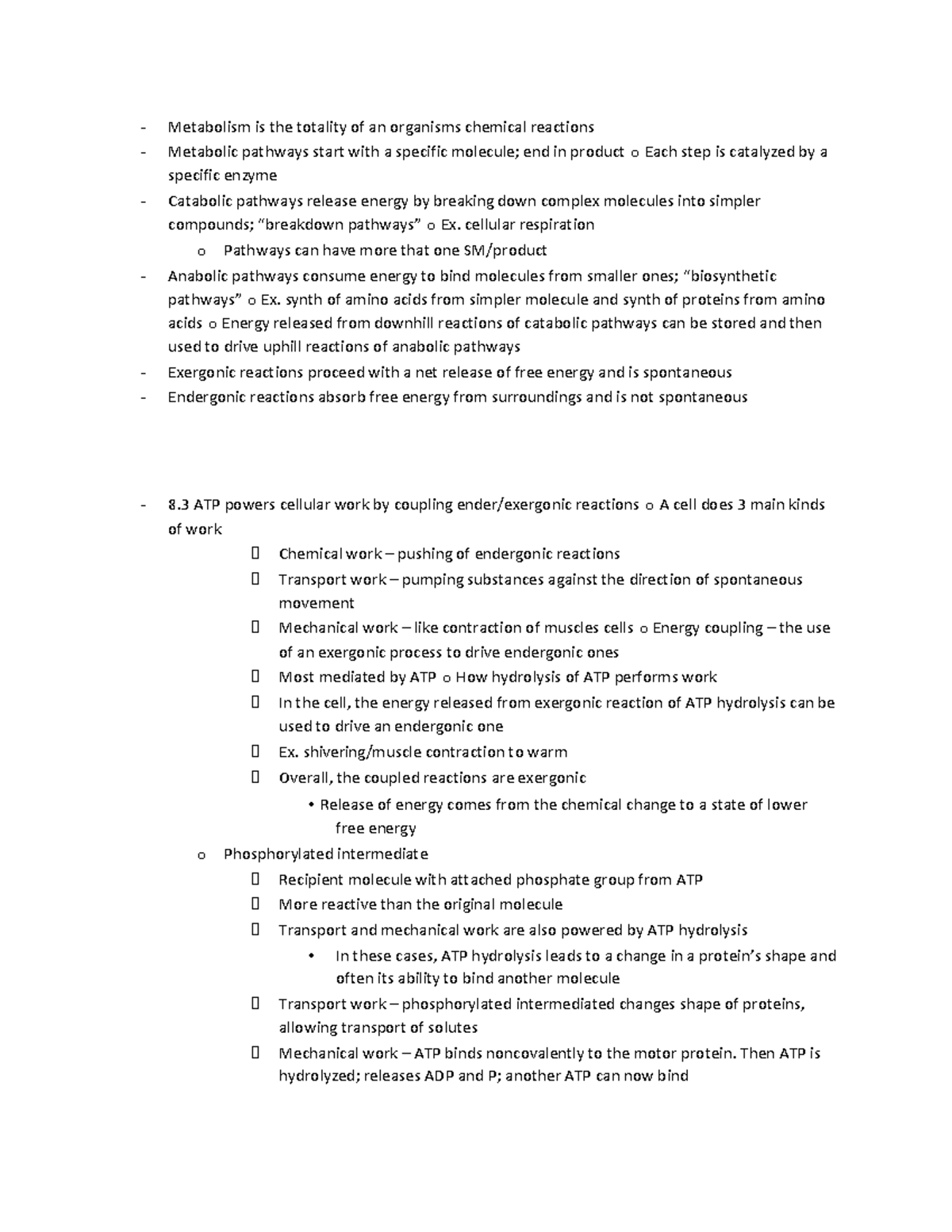 Cpt 8 - Cellular Metabolism - Metabolism is the totality of an ...