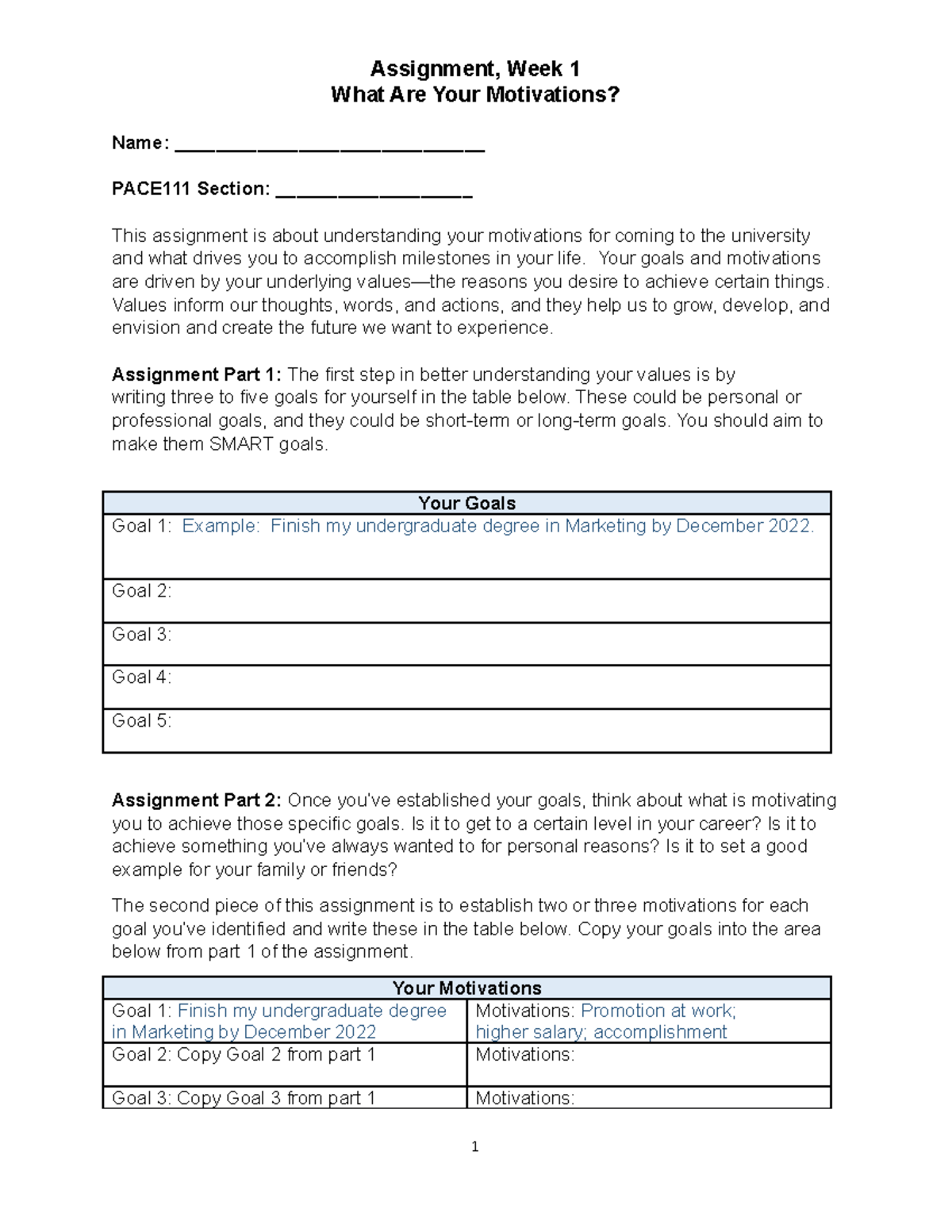 Week 1 Assignment Template - Assignment, Week 1 What Are Your ...