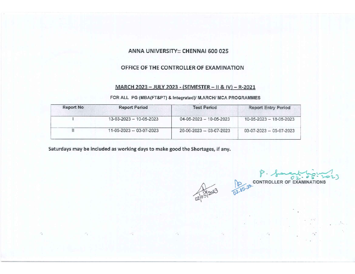 Assessment Schedule all pg 02 sem and mca 04 sem - Master of Computer ...