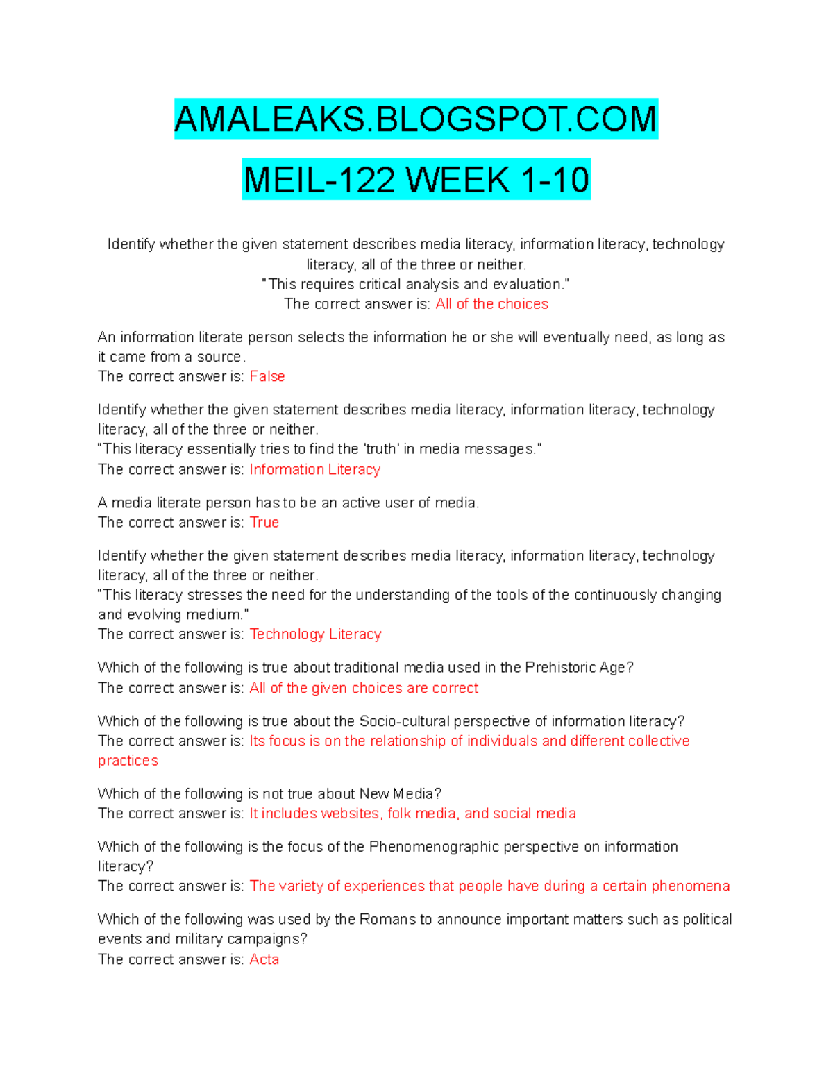 MEIL 2ND SEM 3RD GRADING - AMALEAKS.BLOGSPOT MEIL-122 WEEK 1- Identify ...