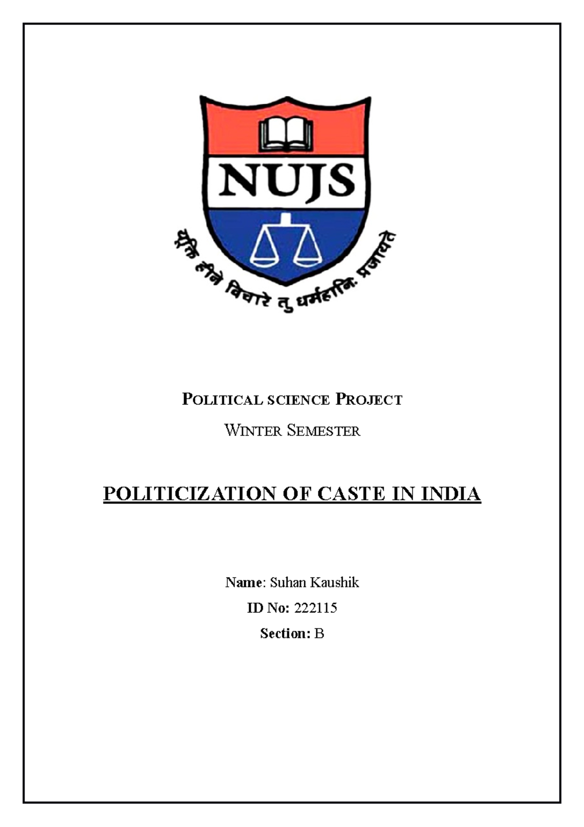 Political science Project 2023 suhan kaushik - POLITICAL SCIENCE ...