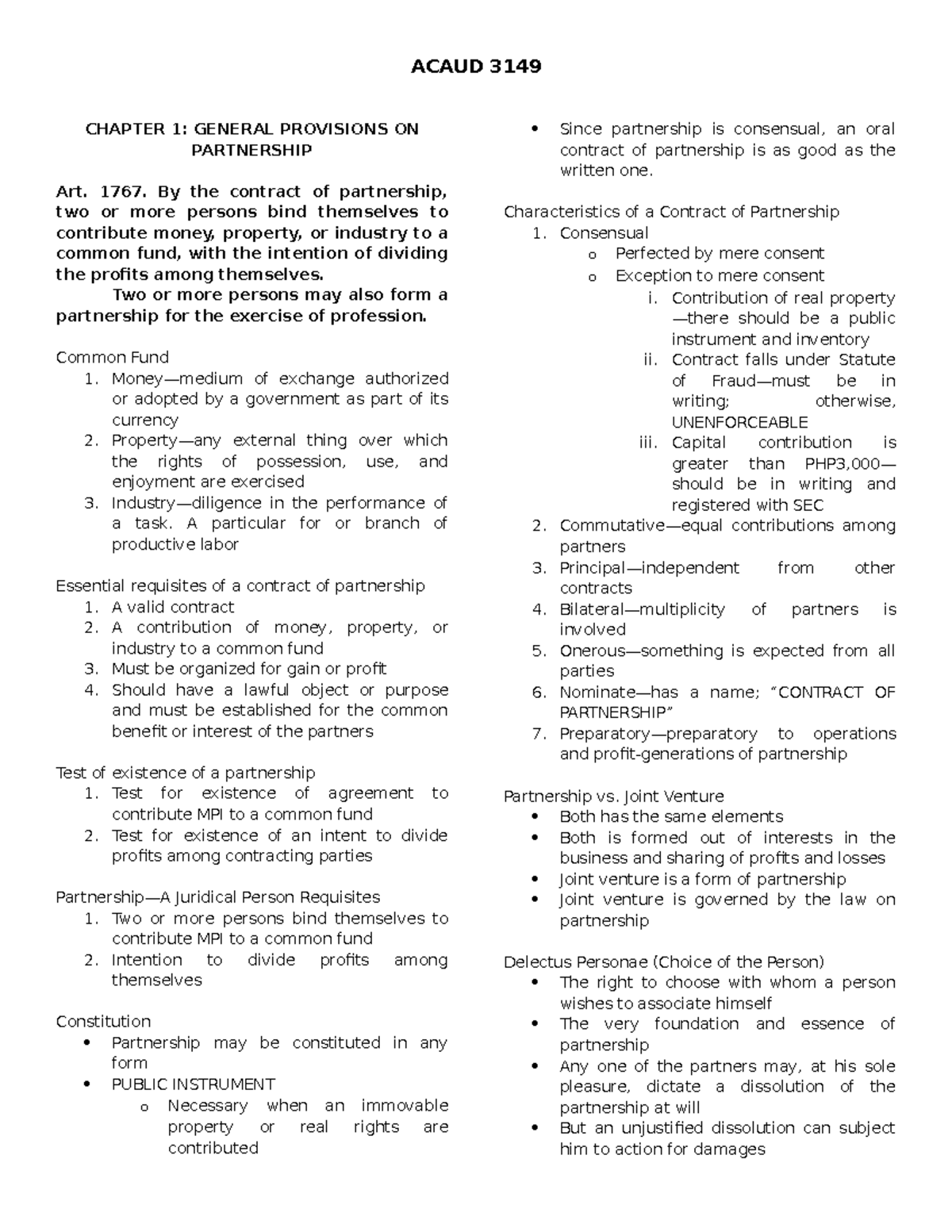 ACRF - Partnership and Corporation (Domingo) - ACAUD 3149 CHAPTER 1 ...