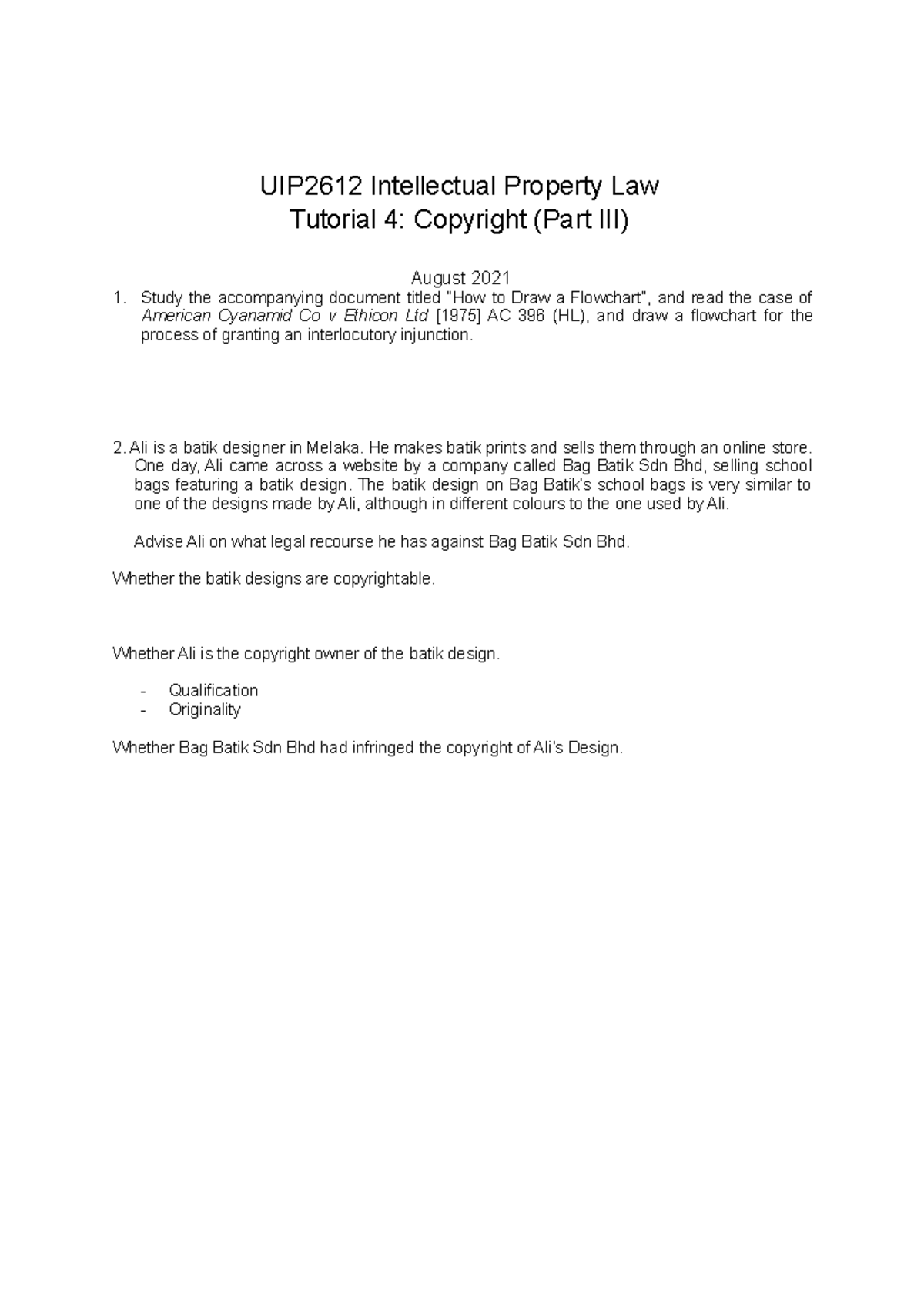 UIP2612 - Tutorial 4 (Copyright III) copy - UIP2612 Intellectual ...