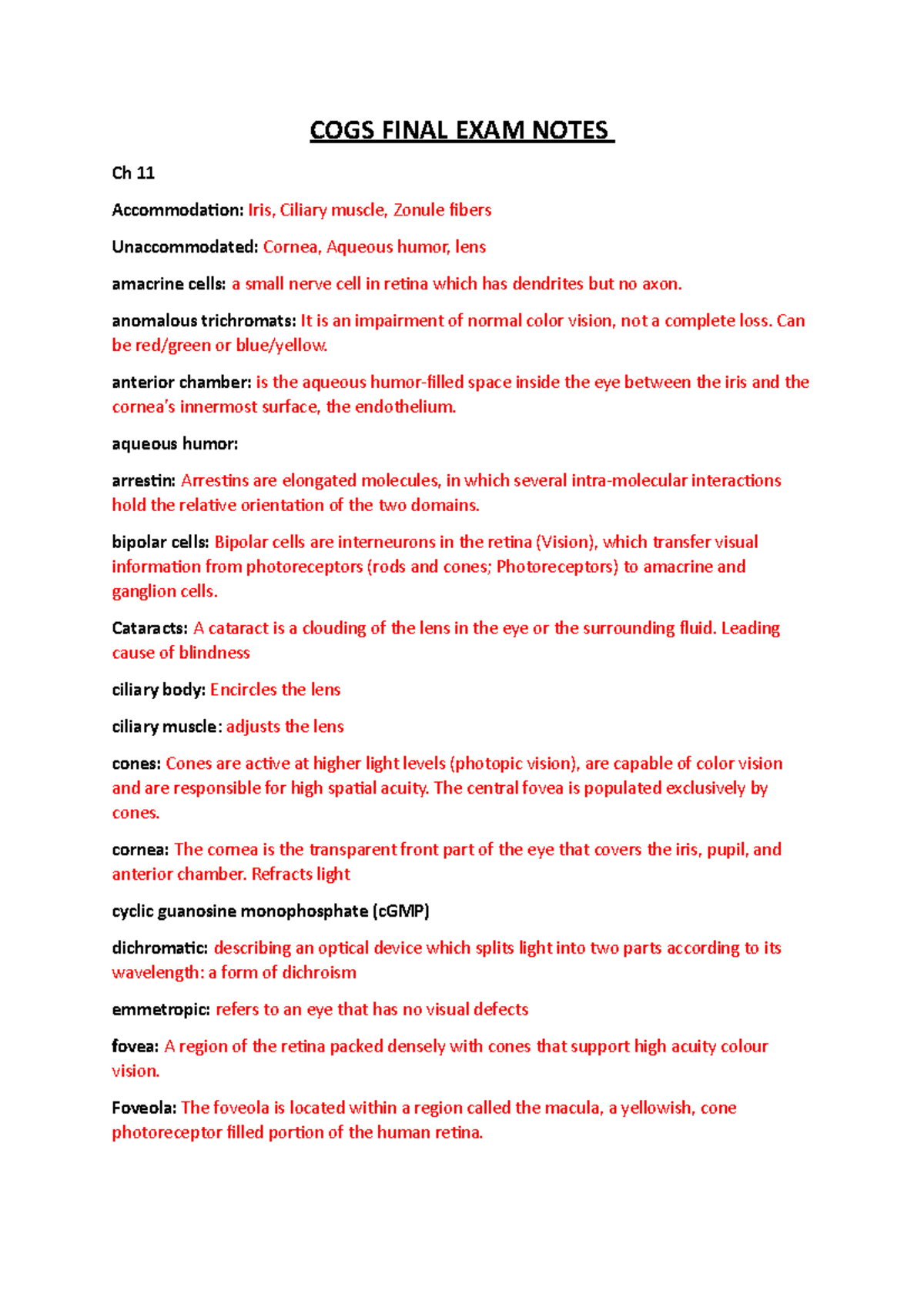 COGS Final EXAM Notes question and answers - COGS FINAL EXAM NOTES Ch ...