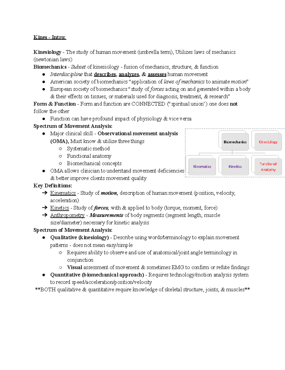 Kines - Intro (1) - Lecture notes 1 - Kines - Intro: Kinesiology - The ...