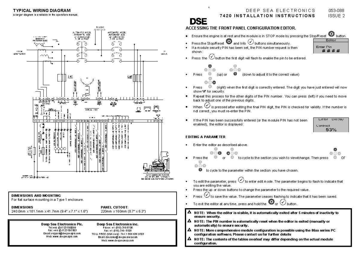 DSE7420-Installation-Instructions - ACCESSING THE FRONT PANEL ...