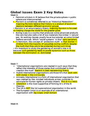 Global Final exam - POLS 2401: Global Issues Exam 3: Study Guide ...