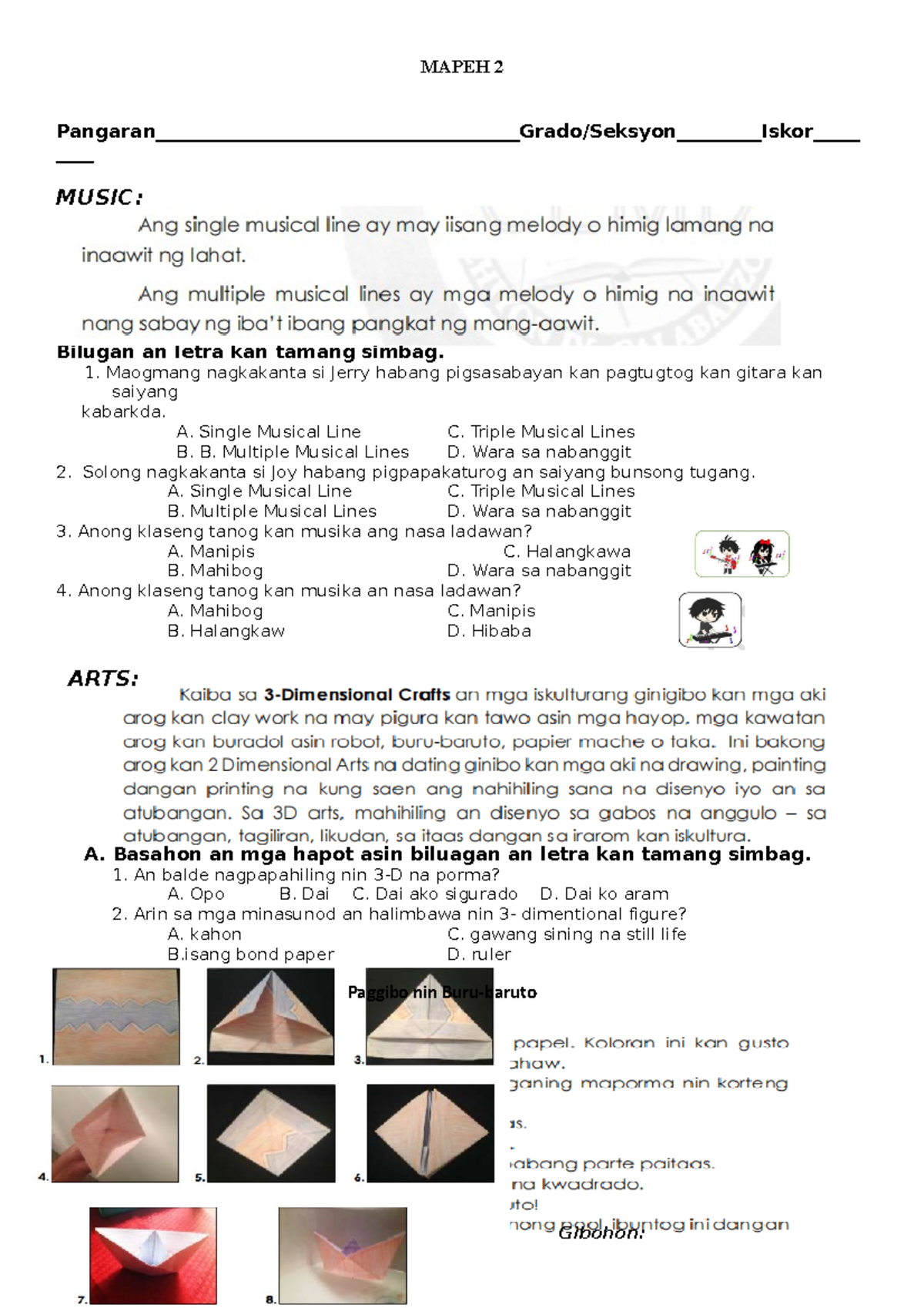 Activity Sheet IN Mapeh 2 - MAPEH 2 - Studocu