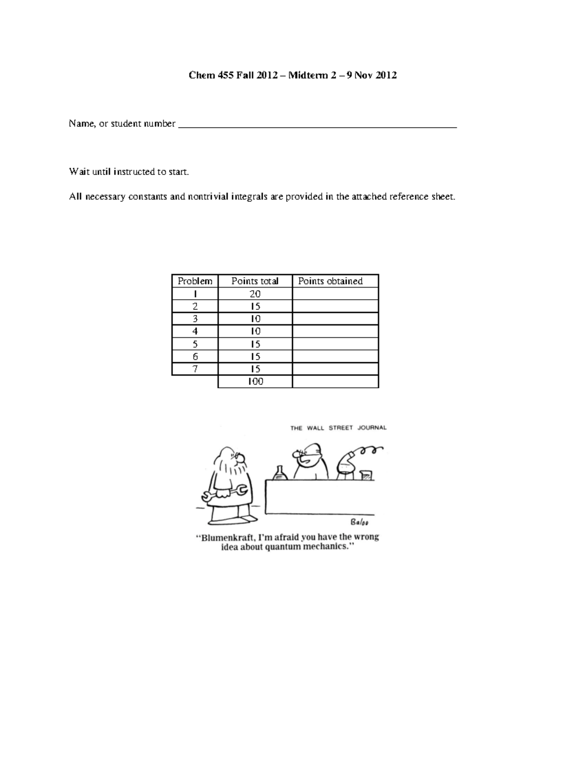Midterm 2 Fa2012 - chemistry upper level - Chem 455 Fall 2012 – Midterm ...