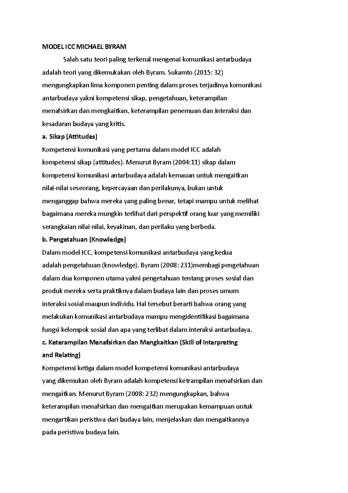 Model ICC Michael Byram - MODEL ICC MICHAEL BYRAM Salah satu teori ...