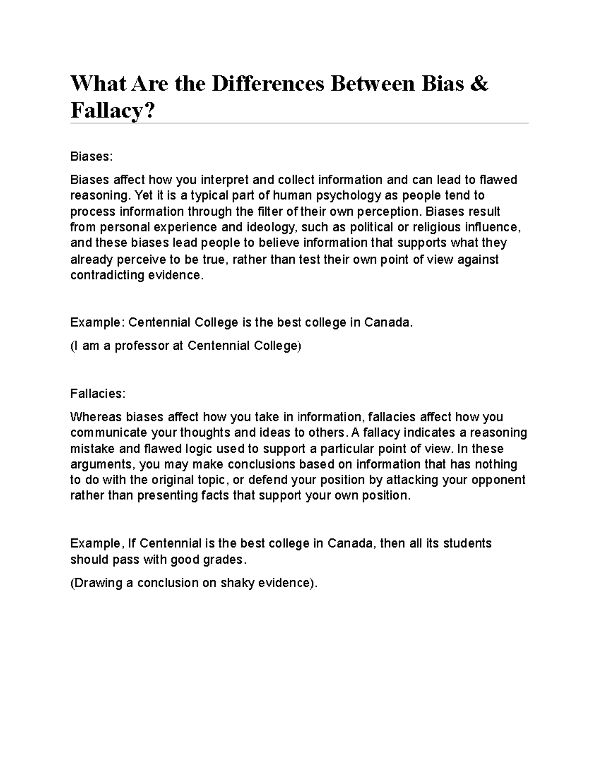 What Are the Differences Between Bias and Fallacy - What Are the ...