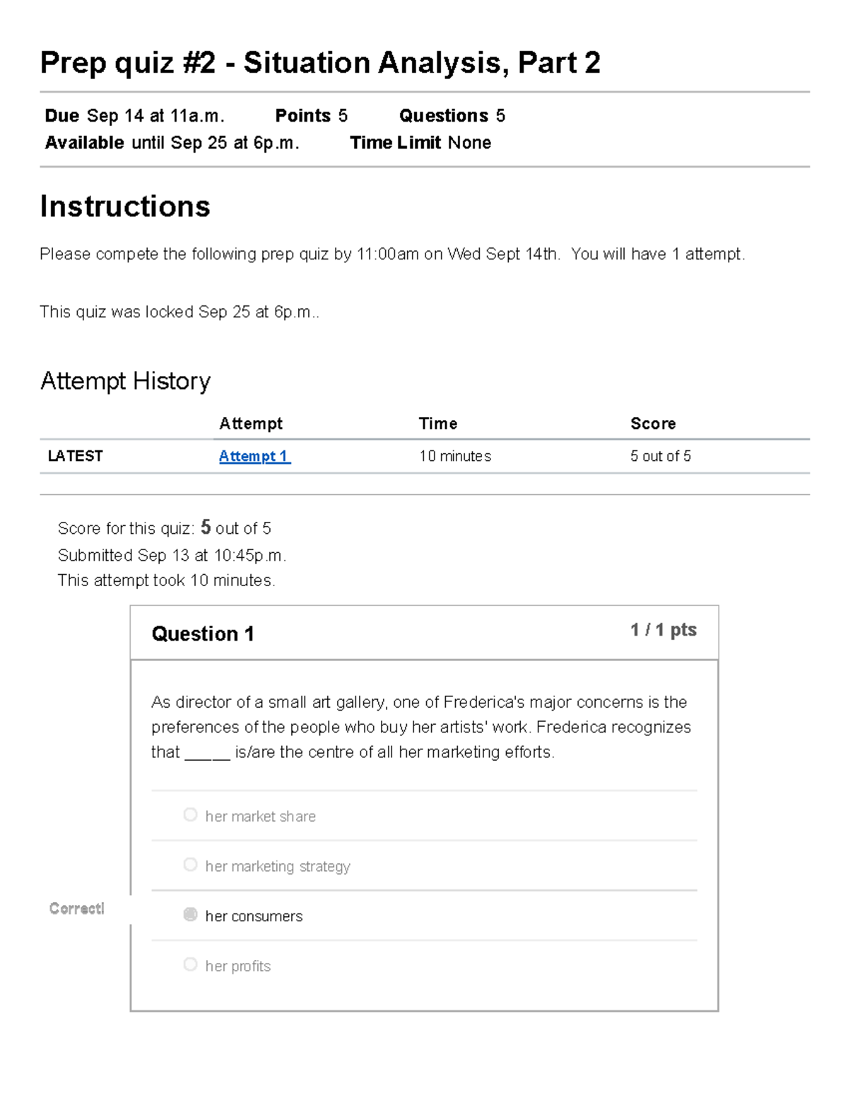 Prep quiz #2 - Situation Analysis, Part 2 COMM 296 103 104 2022W1 ...