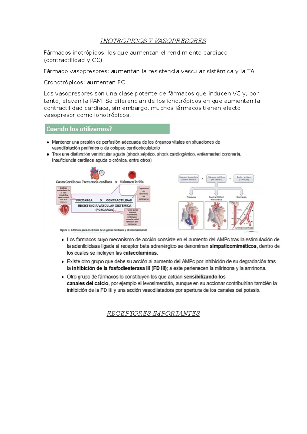 Vasopresores Y Inotropicos - INOTROPICOS Y VASOPRESORES Fármacos ...