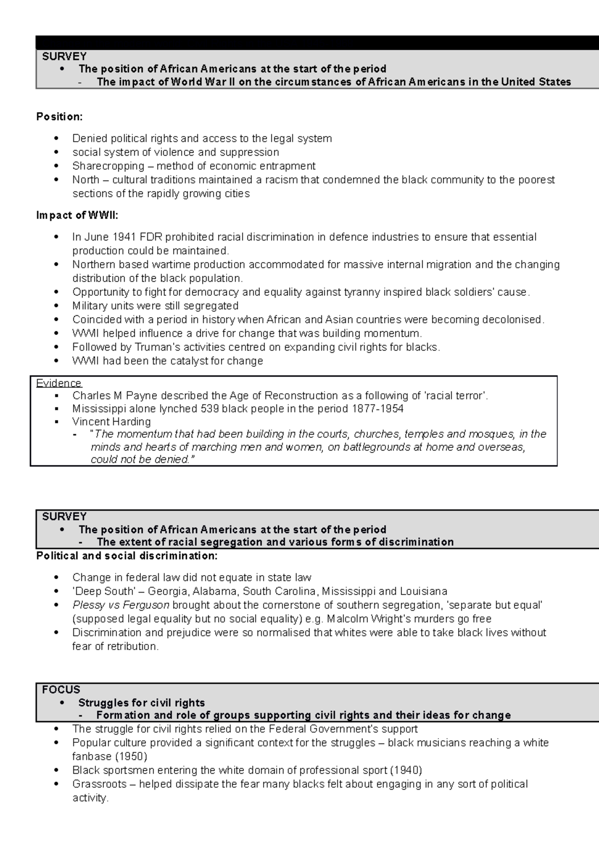 MH Civil Rights Syllabus Notes - Change in the modern world: Civil ...