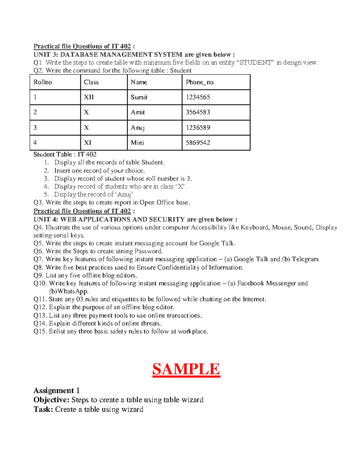 Practical file Questions of IT 402 Students - Practical file Questions ...