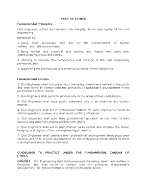 CODE OF Ethics AND Canon - CODE OF ETHICS FUNDAMENTAL PRINCIPLES Civil ...