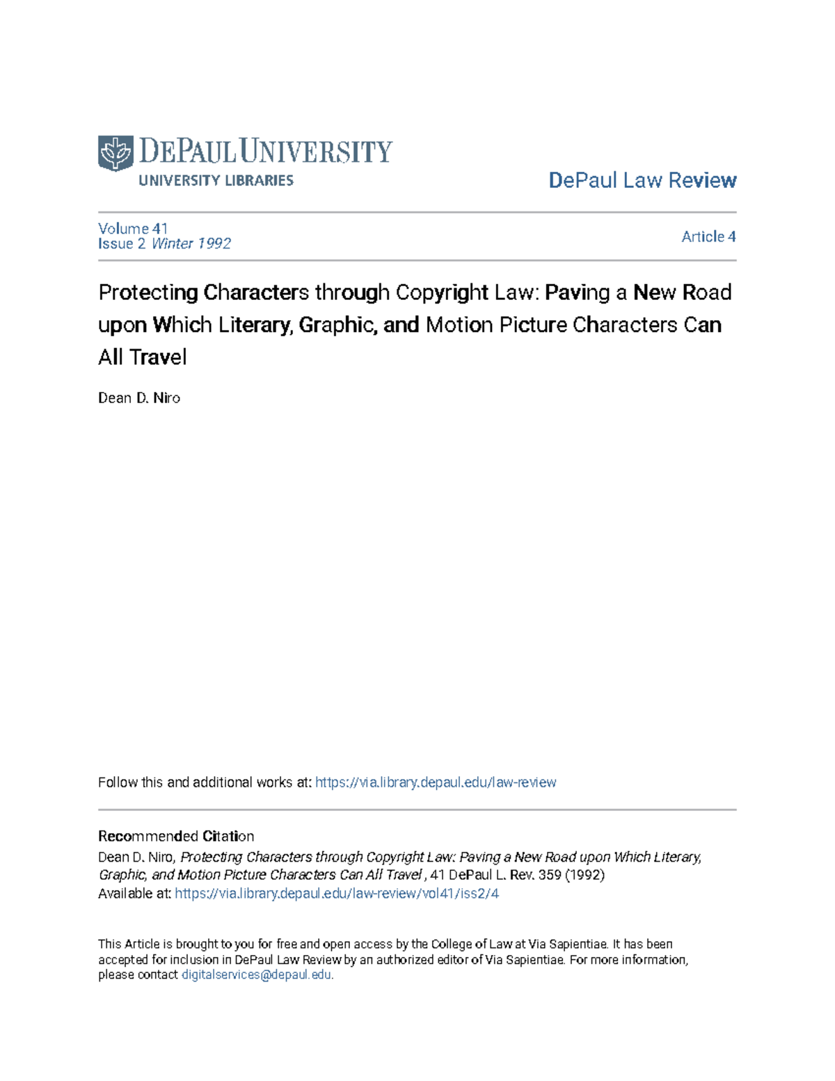 LML 4801 Protecting Characters through Copyright Law Paving a New ...