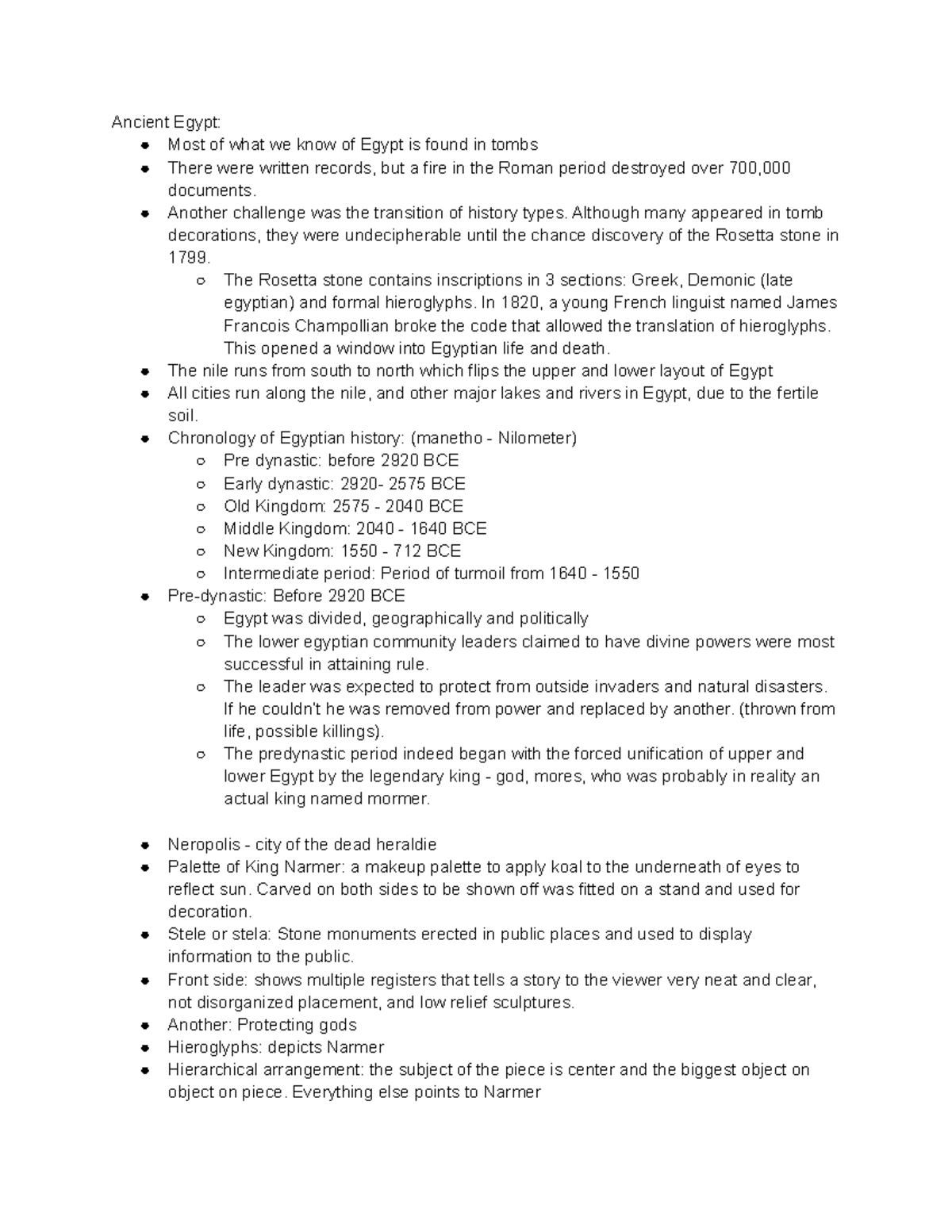 Medieval art history - Lecture notes 1-5 - Ancient Egypt: Most of what ...