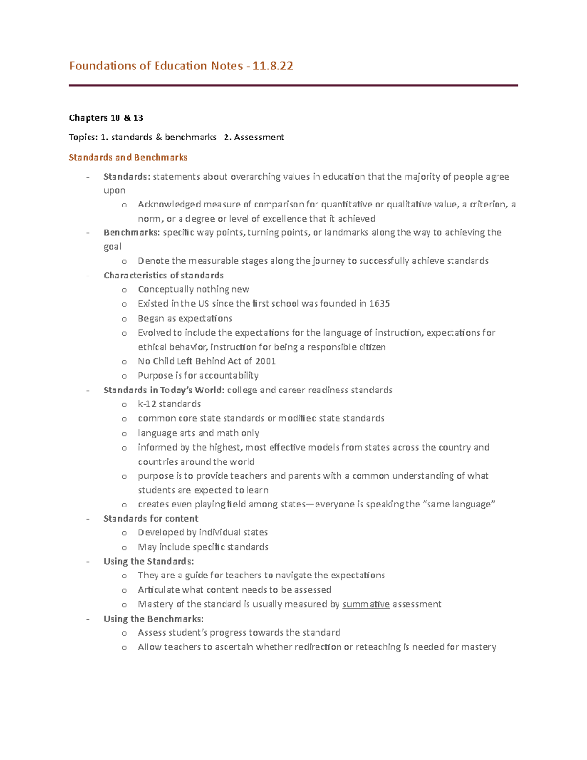 EDU notes 11 - professor: Lisa Riddle - Foundations of Education Notes ...