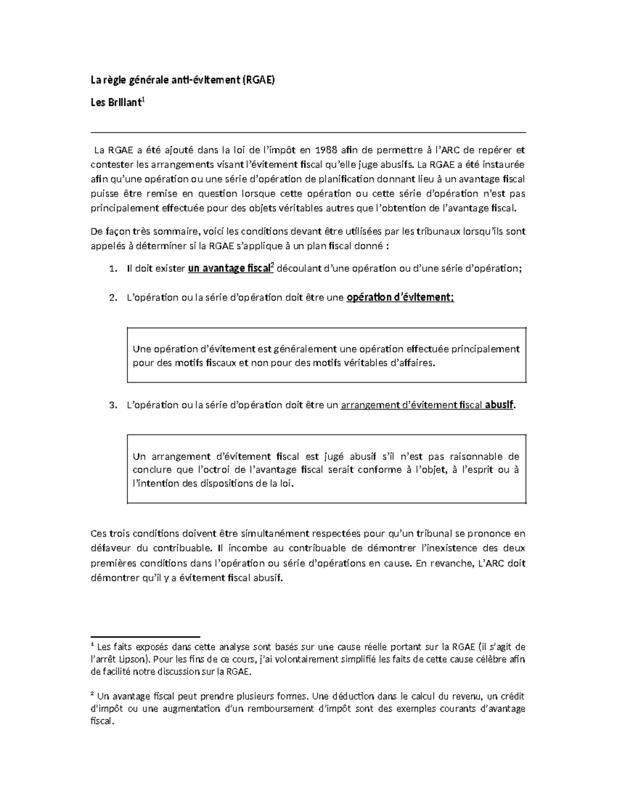 Séance 2 Les Brillant RGAE V2 - La règle générale anti-évitement (RGAE ...