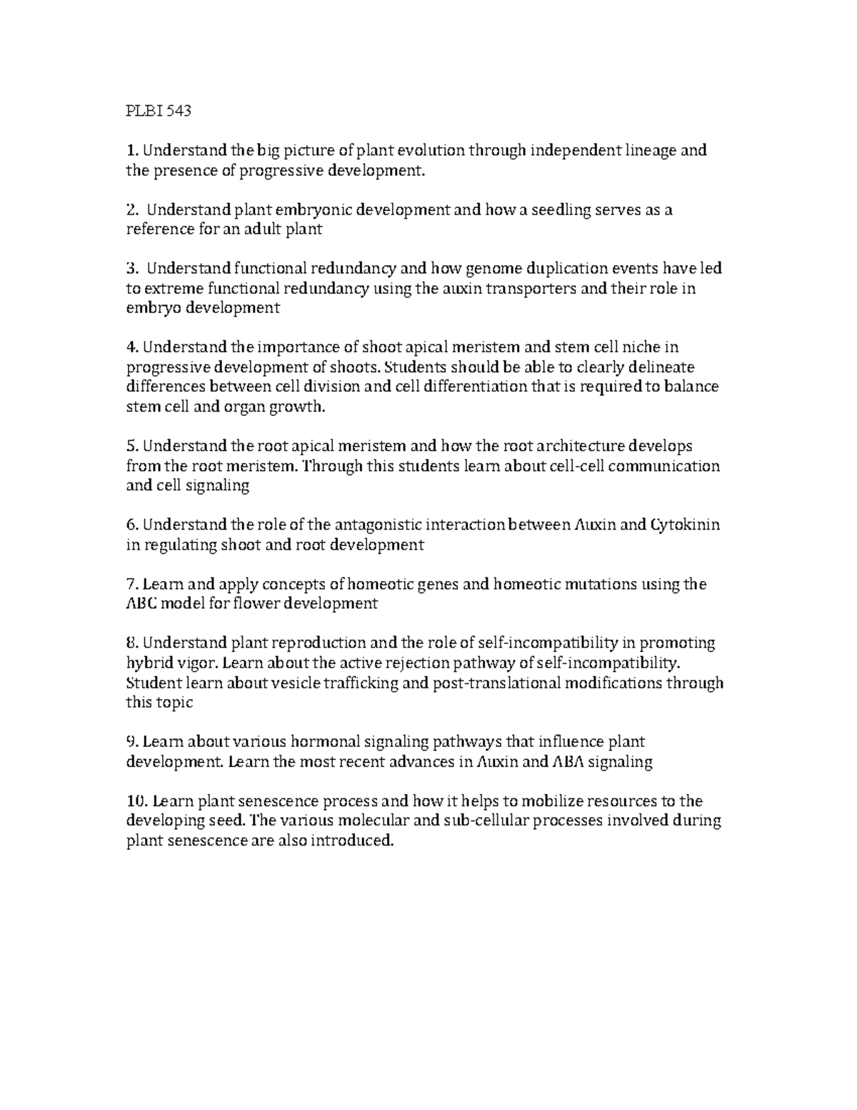 Plbi 543 learning outcomes - PLBI 543 Understand the big picture of ...