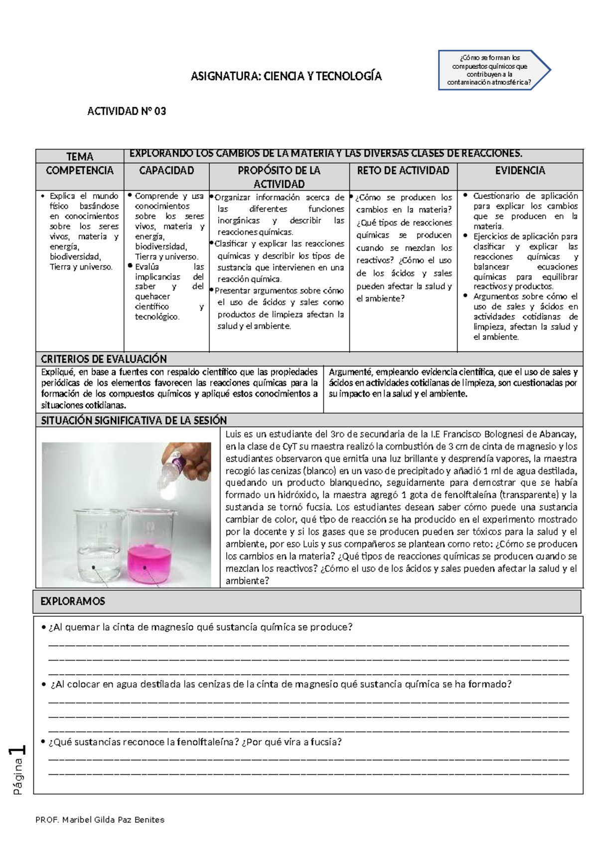 3° SEC. unidad 6 Semana 3 CYT Explica 2023 Explorando los Cambios de la ...