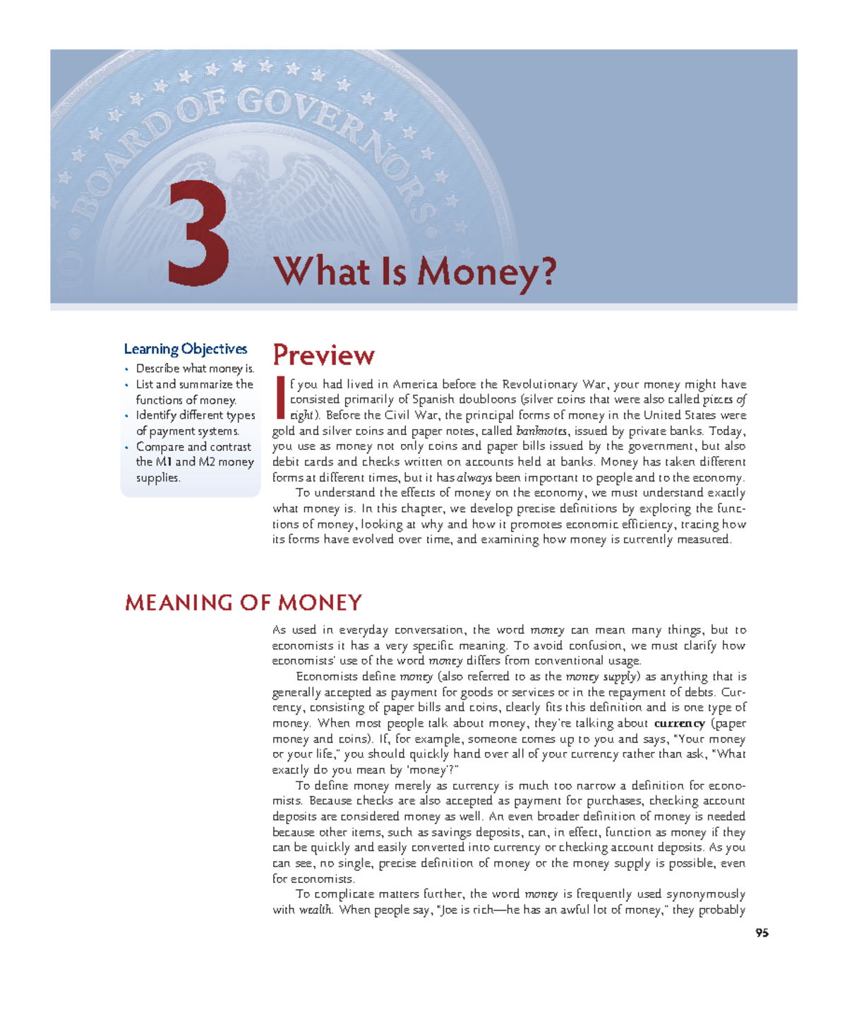 CHAPTER 2: LÝ THUYẾT TC EN - Learning Objectives Describe what money is ...