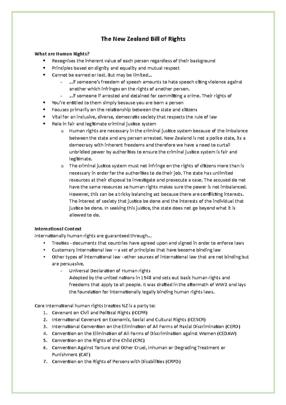 CRJU 101 - NZBORA Lecture Materials - The New Zealand Bill of Rights ...