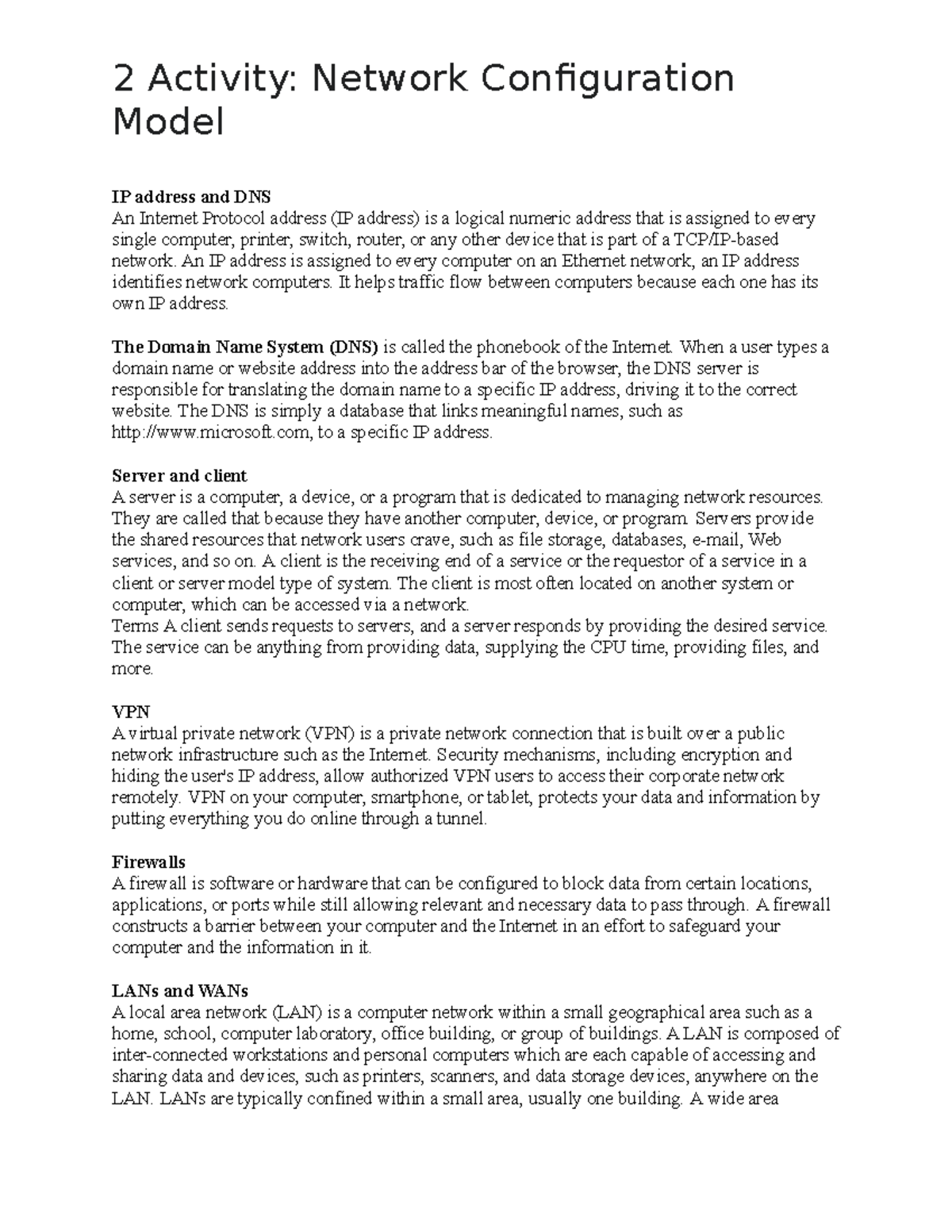 SNHU FILE - snhu - Model IP address and DNS An Internet Protocol ...