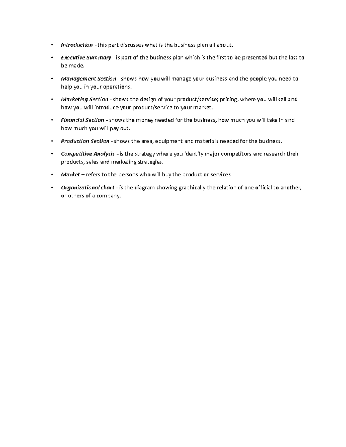 Entrep - Introduction - this part discusses what is the business plan ...