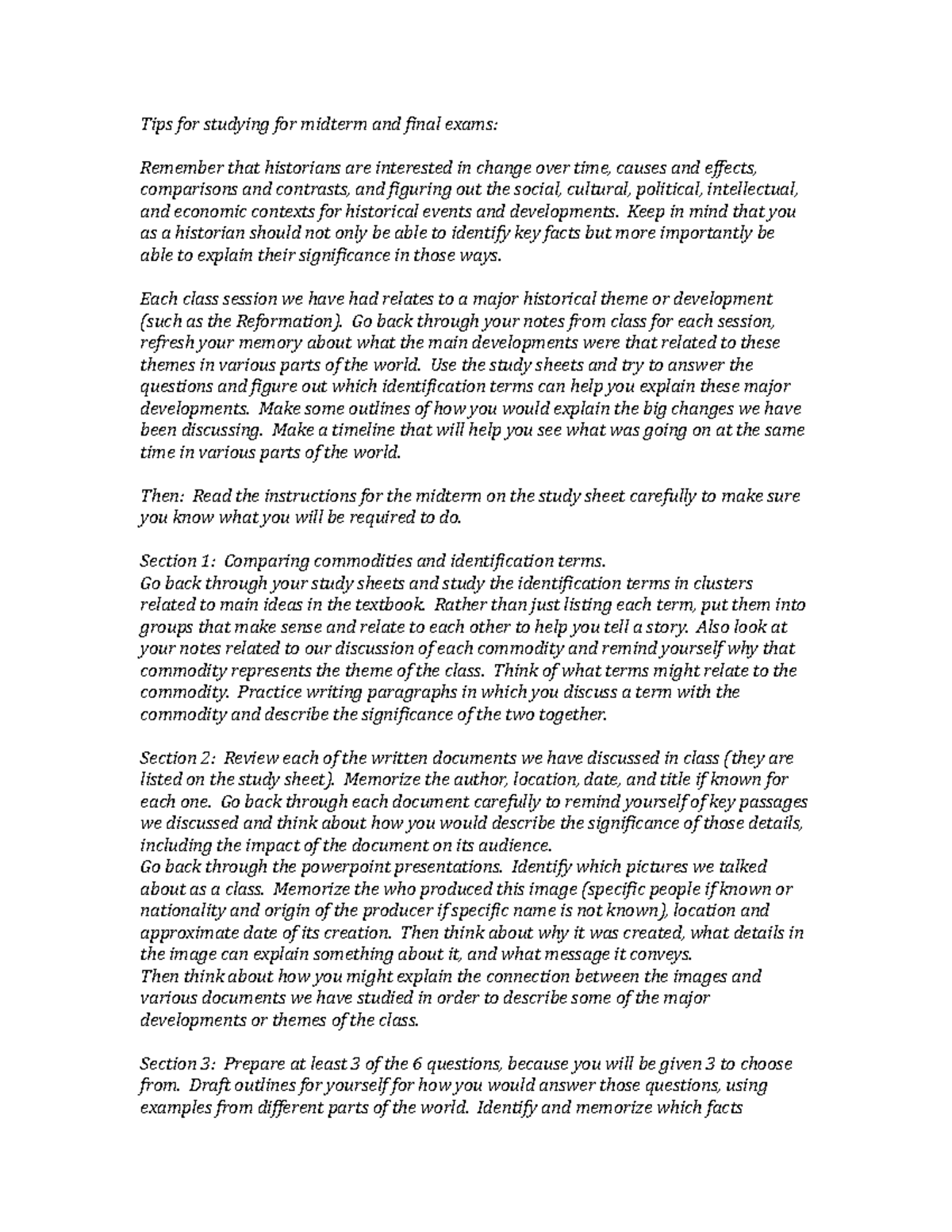 Tips for studying for midterm and final exams-1 - Tips for studying for ...