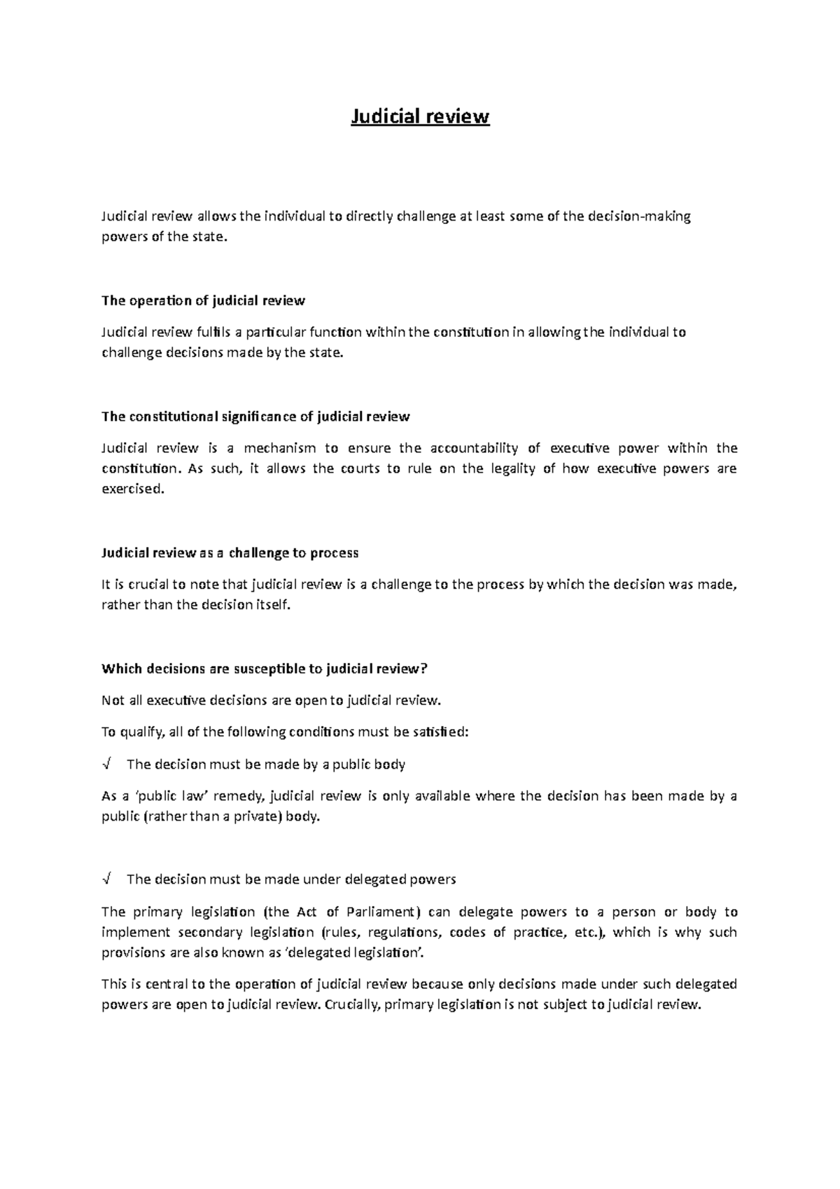 Judicial review - Judicial review Judicial review allows the individual ...