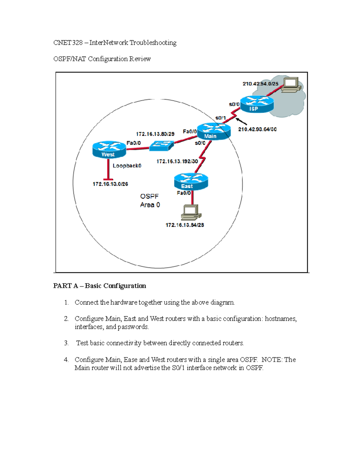 01Lab-Wk2 Ospfreview Trblshting - CNET328 – InterNetwork ...