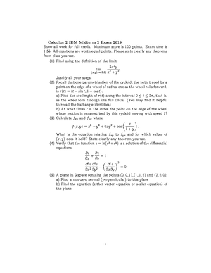Calculus 2-Final Exam-Solutions 2023 - Calculus 2 (for Physics) Final ...