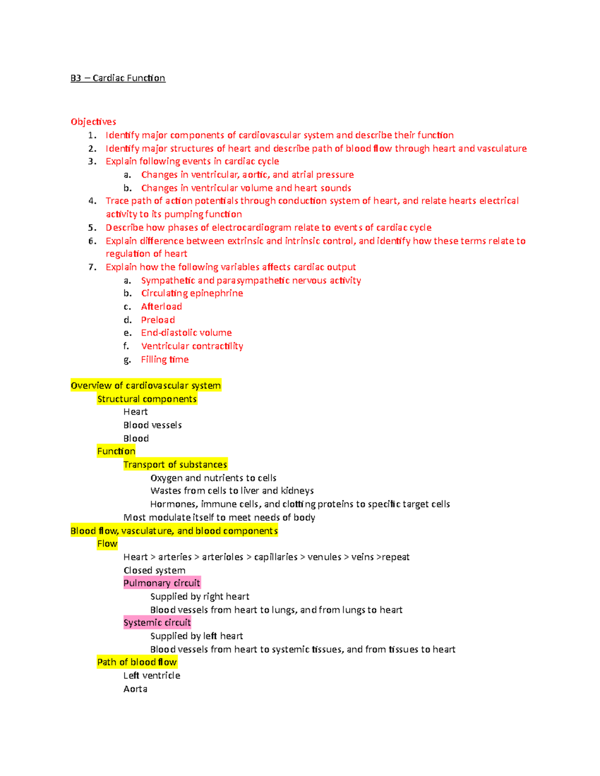 B3 - Cardiac Function - Taken spring 2019 with Thad Rosenberger - B3 ...
