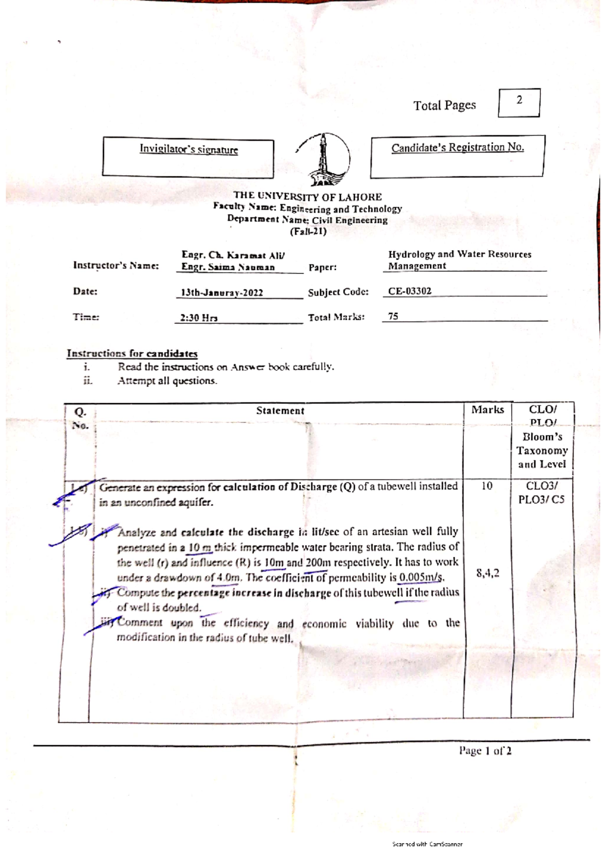Hydro paper F21 UOL - Civil engineering - Studocu