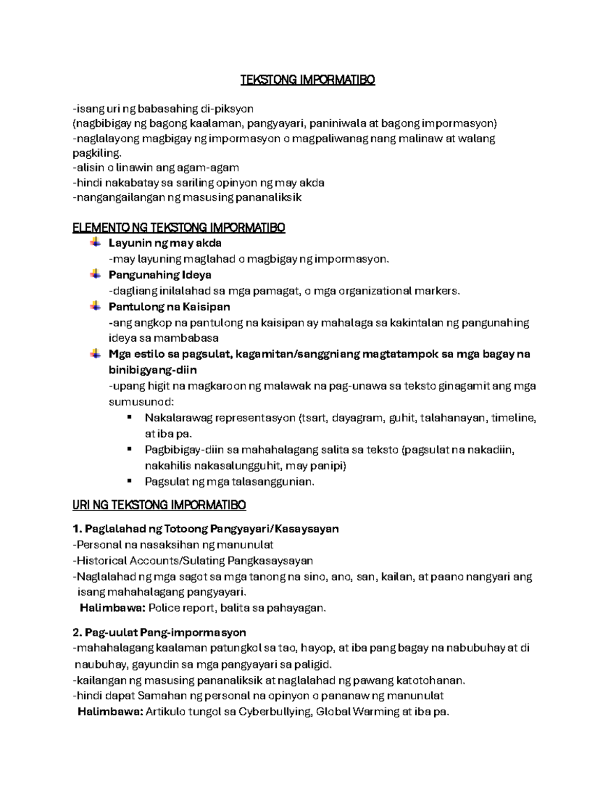 Pagbasa STEM 11 - TEKSTONG IMPORMATIBO isang uri ng babasahing di-piksyon (nagbibigay ng bagong ...