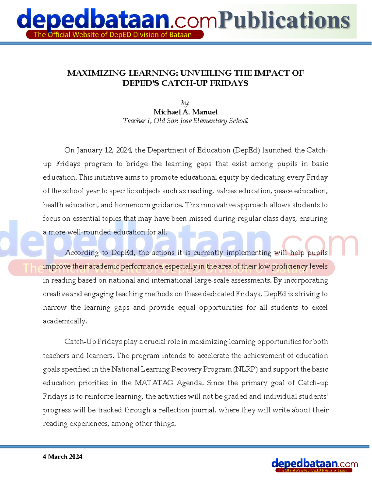 Maximizing Learning Unveiling THE Impact OF - 4 March 2024 Publications MAXIMIZING LEARNING ...