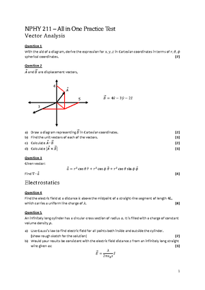 All in one Practice Test - NPHY 211 Vector Analysis r spyya to sink ...