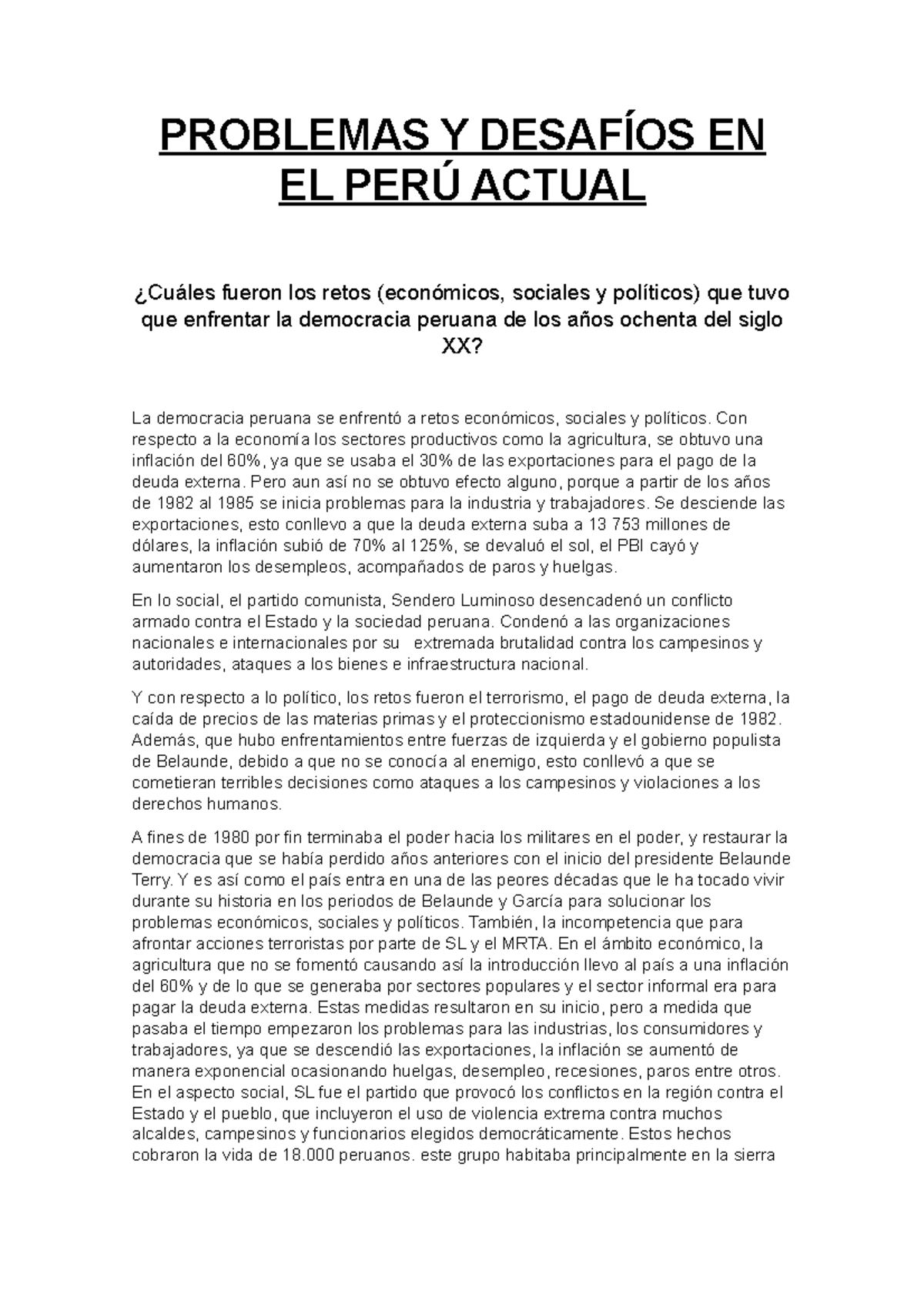 Problemas Y Desafíos EN EL PERÚ Actual - PROBLEMAS Y DESAFÍOS EN EL ...