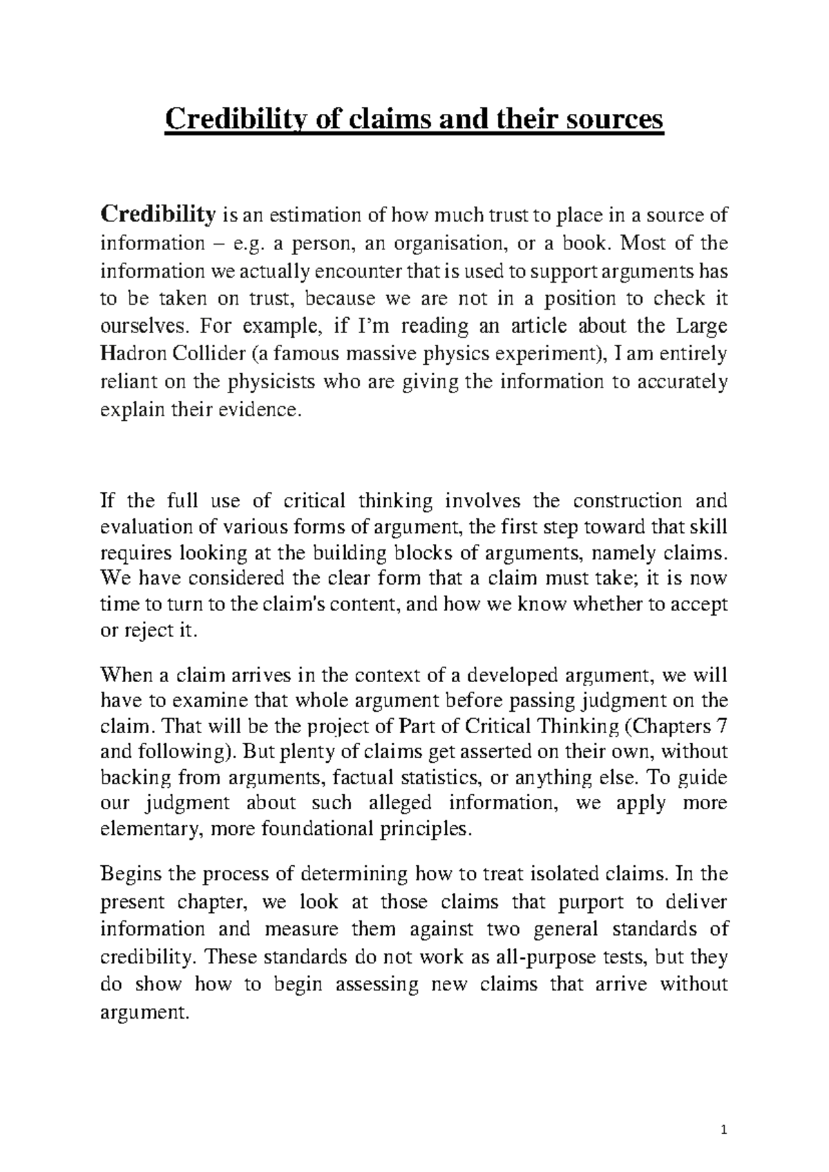 Credibility of claims and their sources 122555 - Credibility of claims ...