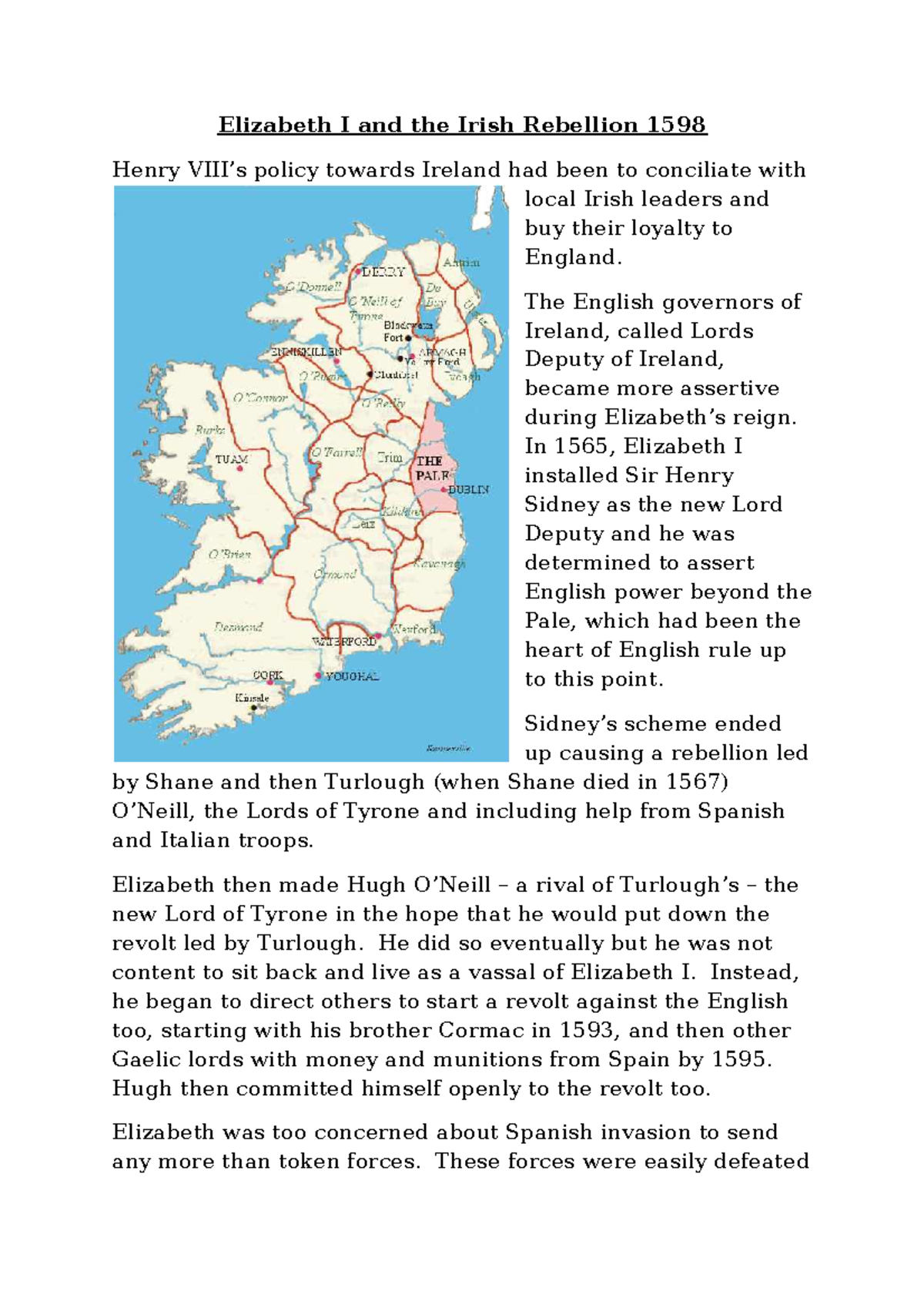 Elizabeth I and the Irish Rebellion 1598 - The English governors of ...