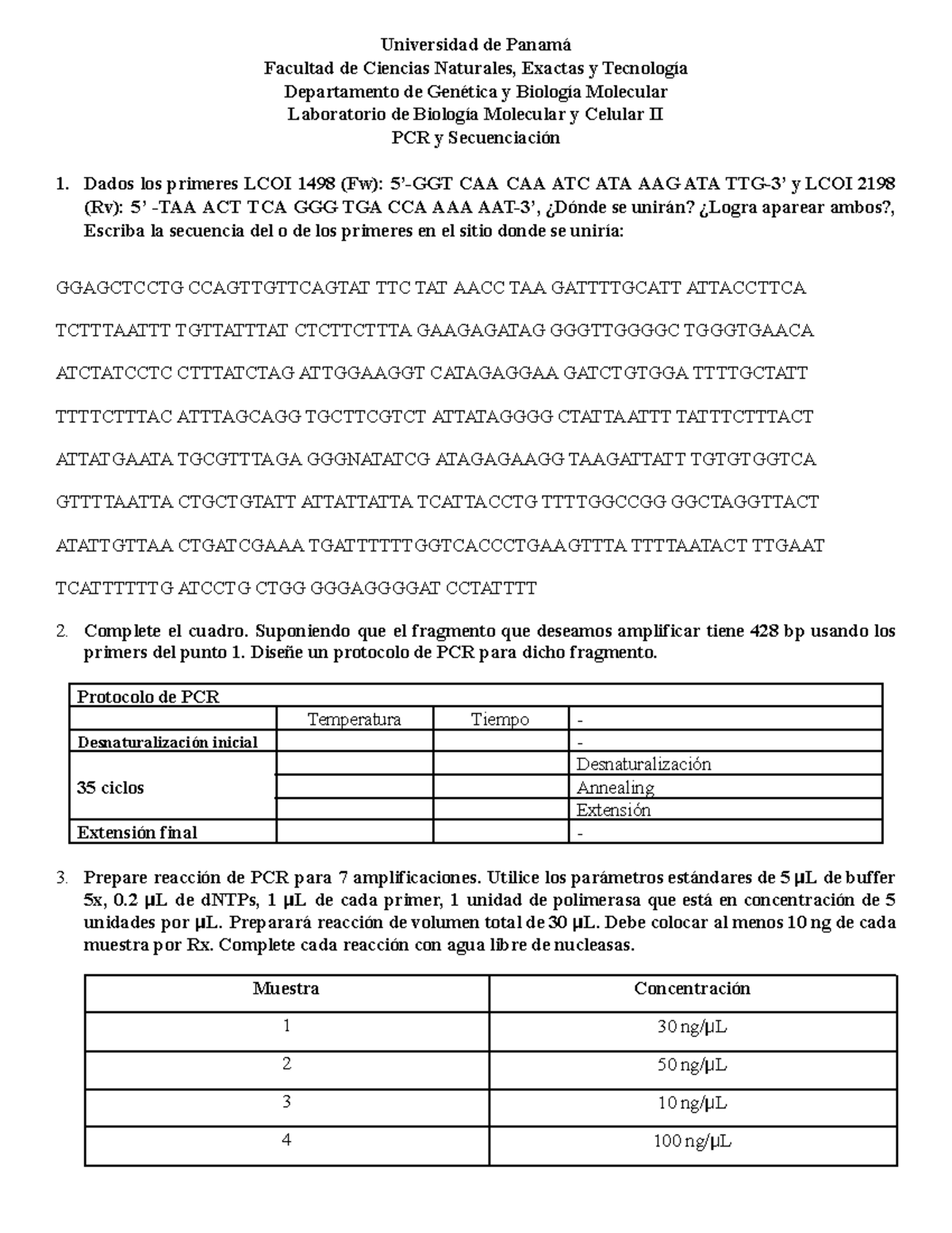 LAB 3. taller PCR - hhjio - Universidad de Panamá Facultad de Ciencias ...