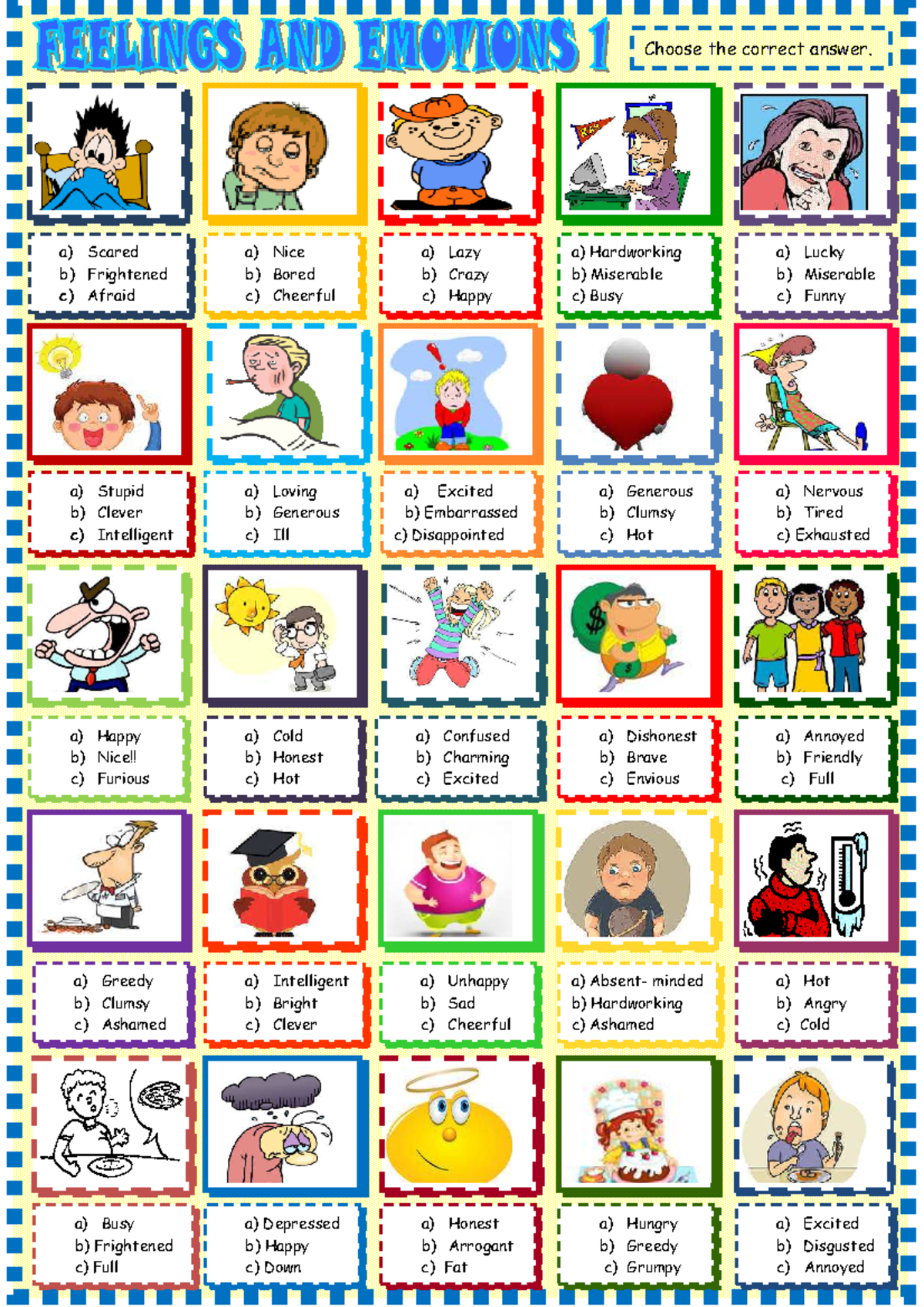 Schede feelings emotions - a) Scared b) Frightened c) Afraid a) Nice b ...